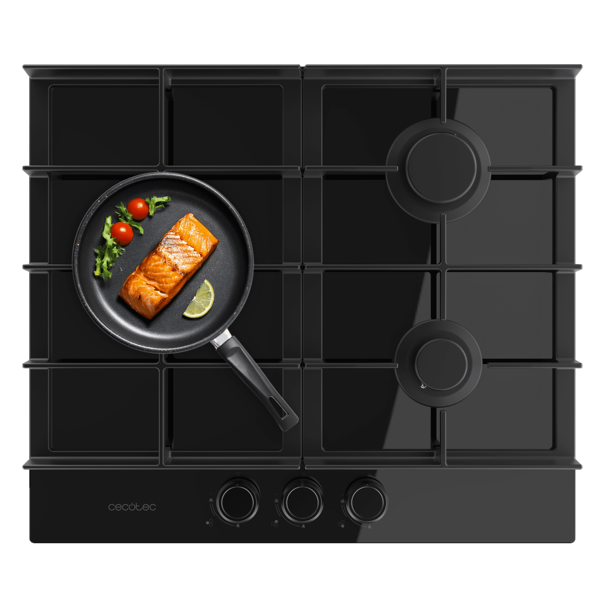 Bolero Squad G 3400F Glass Black Piano cottura a gas Cecotec