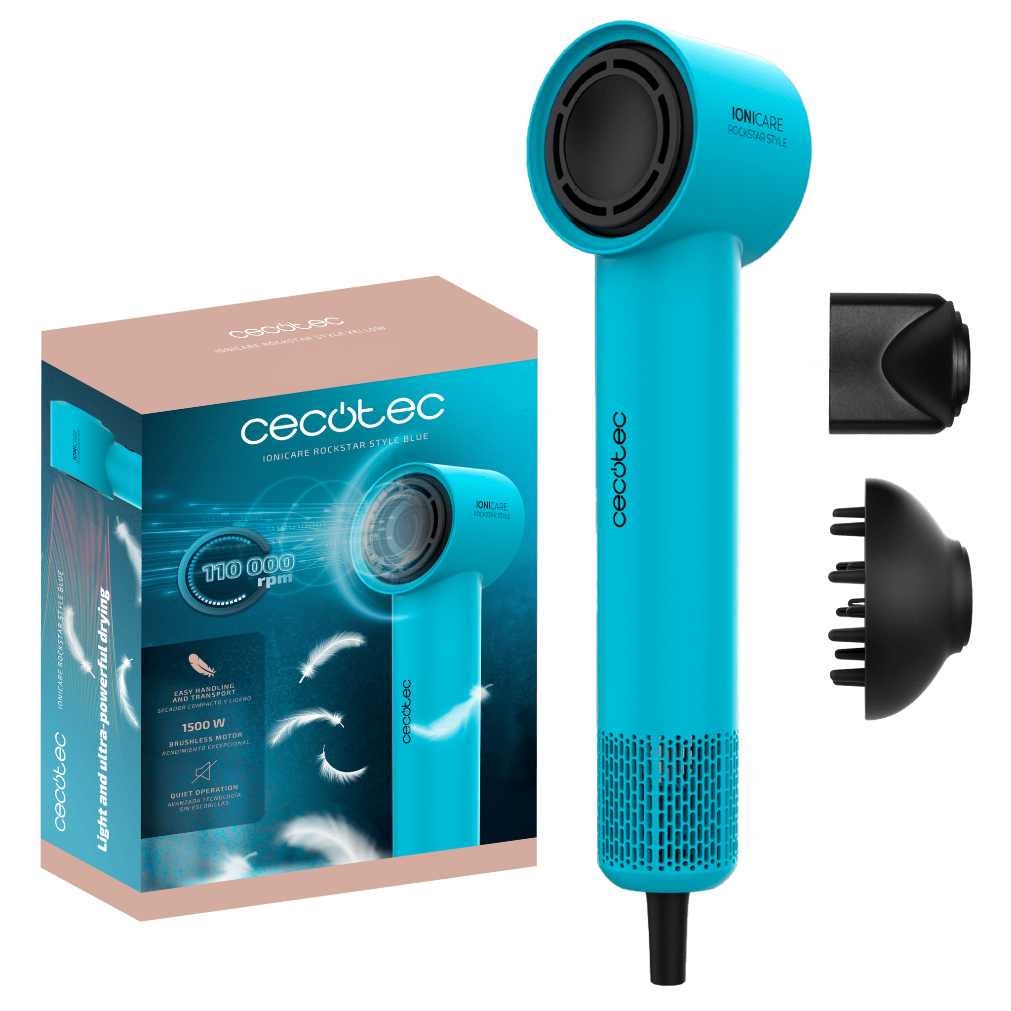 IoniCare RockStar Style Blue Secador de pelo Cecotec