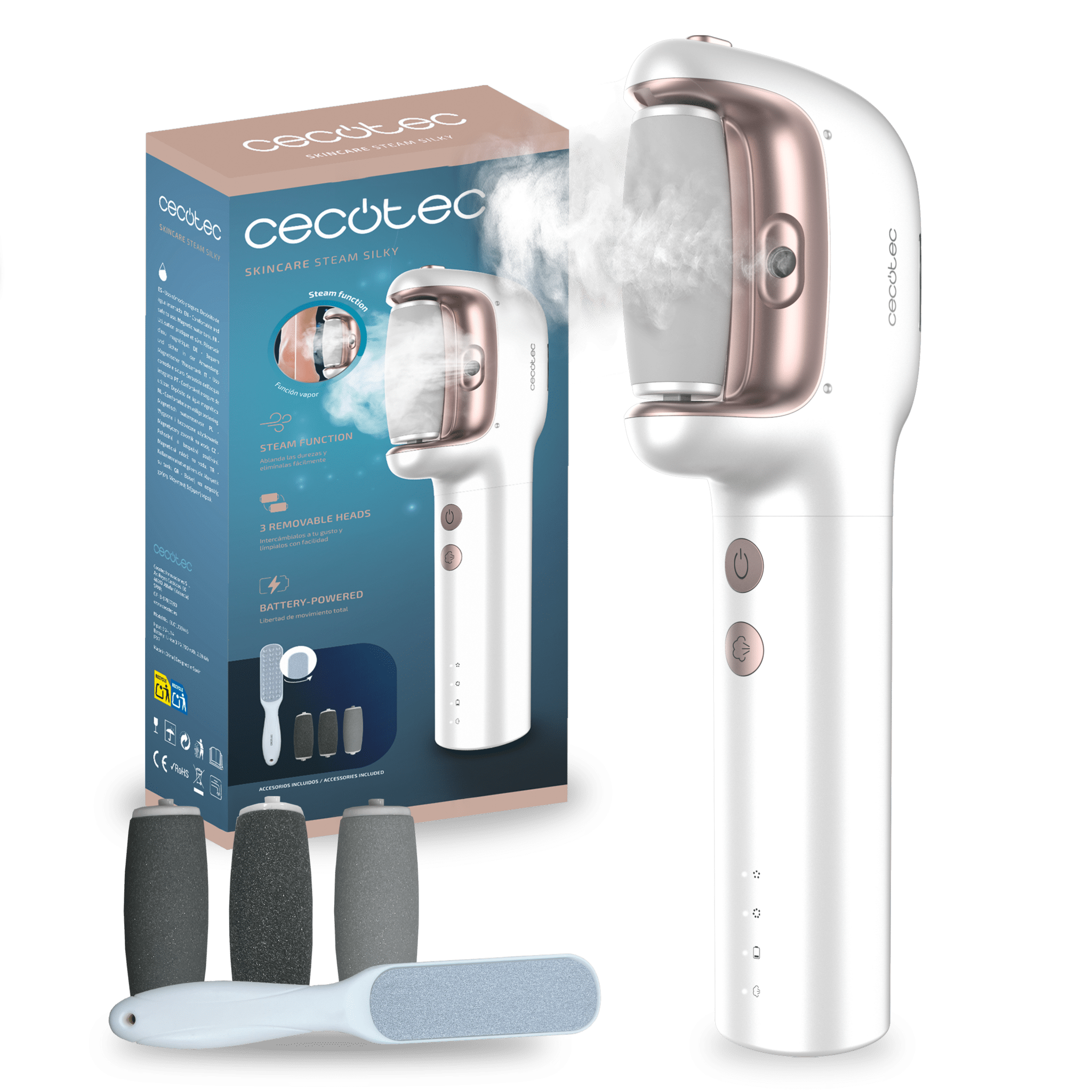 SkinCare Steam Silky Lima elettrica per pedicure Cecotec