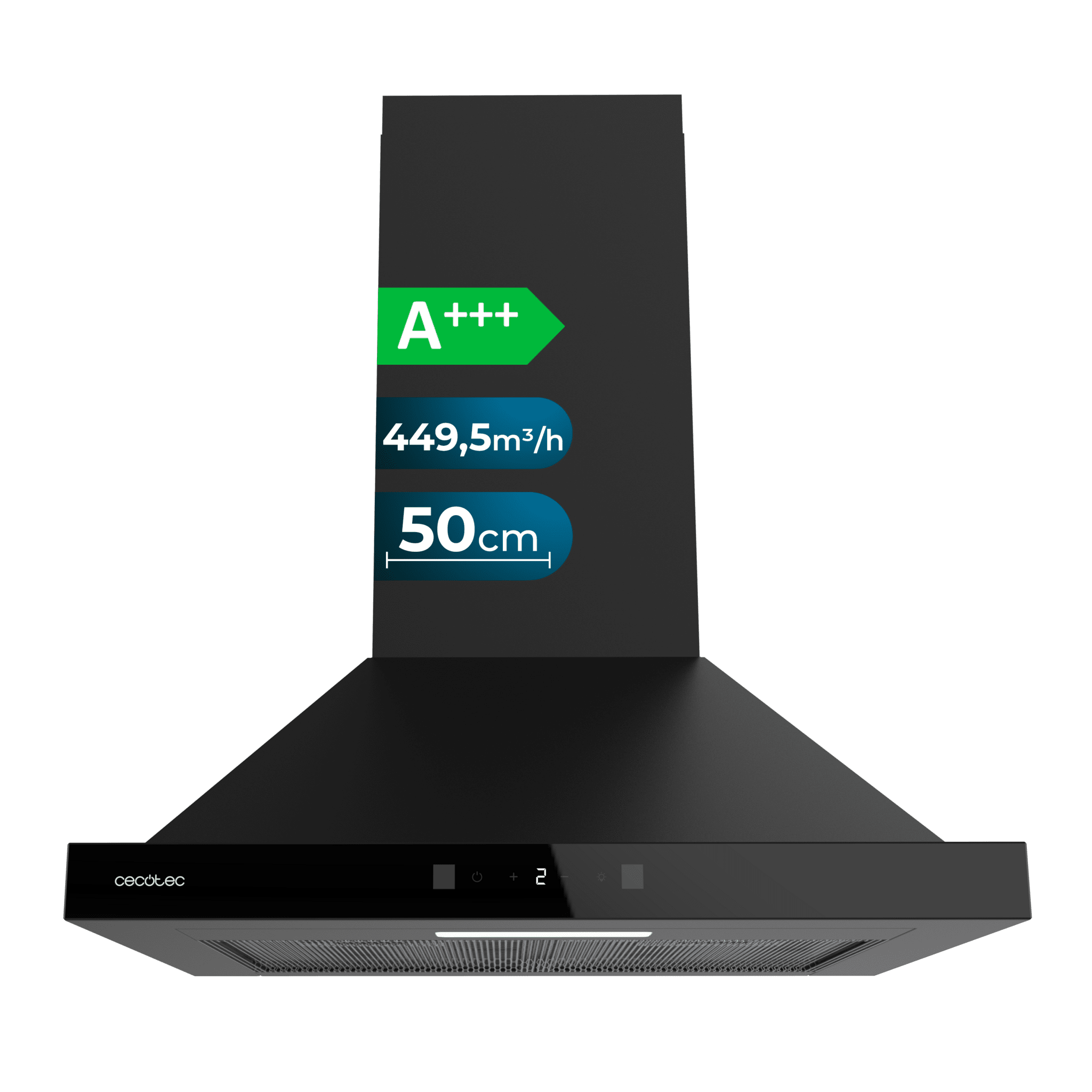 Bolero Flux PT 504400 Black A++ Campana Extractora Piramidal Cecotec