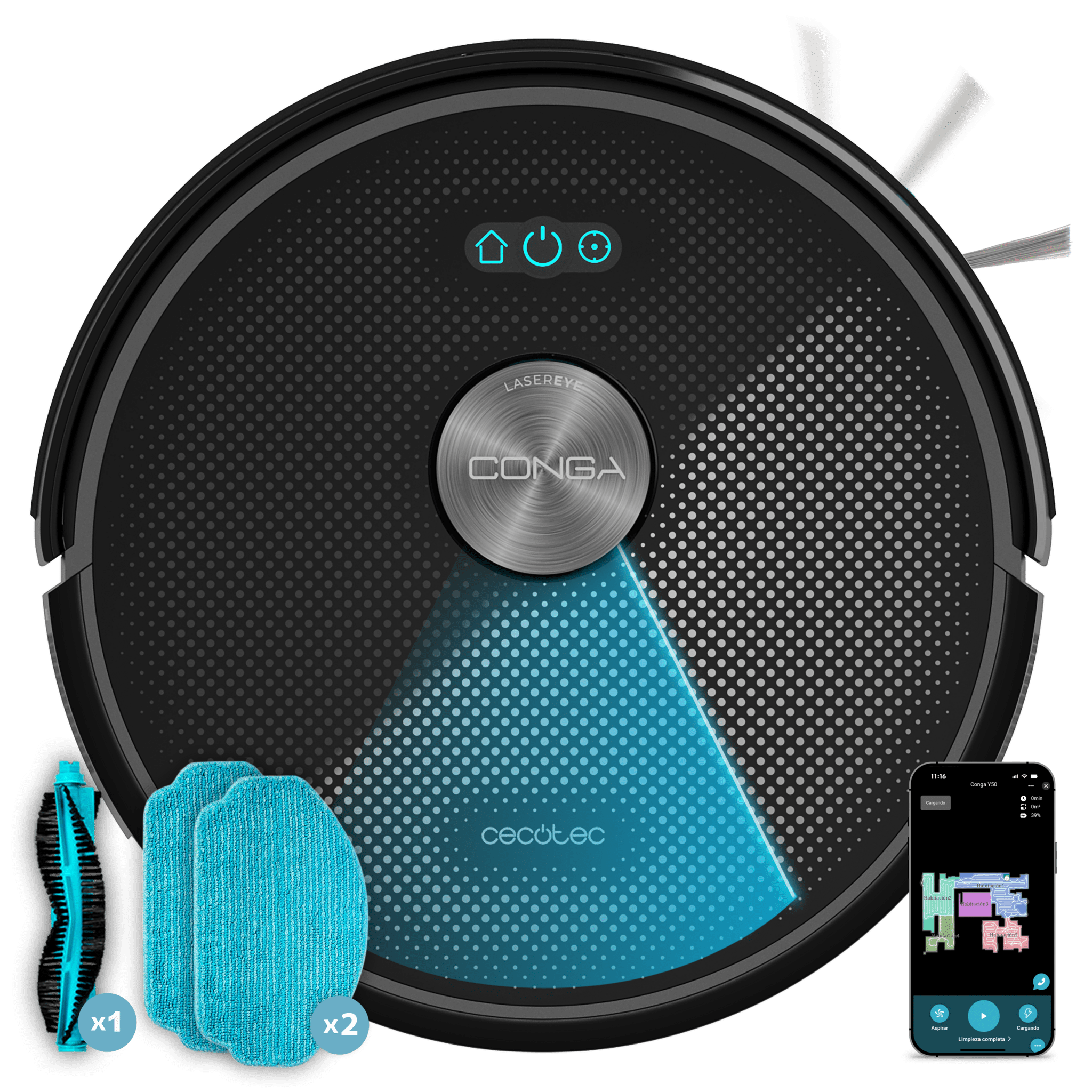 Conga M50 X-Treme Robot aspirador láser con APP y Wifi Cecotec
